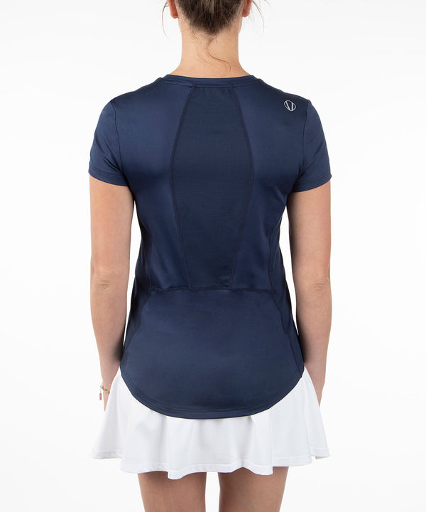 Women's Aria Tee Shirt with Mesh Knit Insert - Sunice